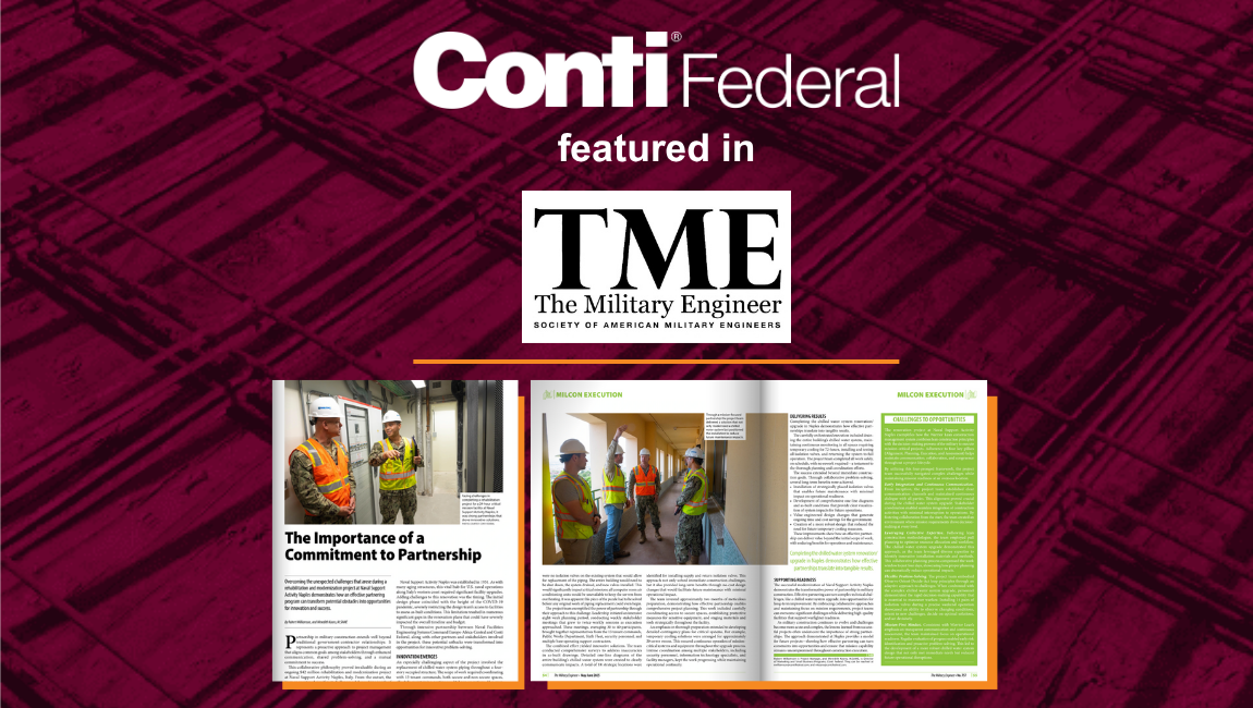 Conti Federal Featured in The Military Engineer May-June 2025 Issue